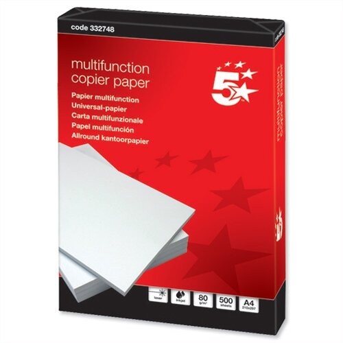 A4 White 80gsm Multifunctional Printer Paper 500 Sheets 5 Star - Hunt ...