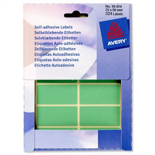 Avery Wallet of Green Labels 50x25mm 16-314 324 Labels - Hunt Office UK