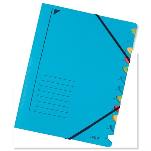 Leitz Elasticated File 12 Part Blue 3912-35 Pack 5 - Hunt Office UK