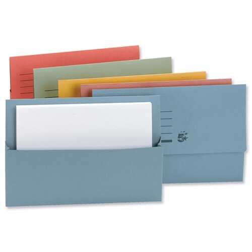 Document Wallet Half Flap Foolscap Assorted Pack 50 5 Star - Hunt Office UK