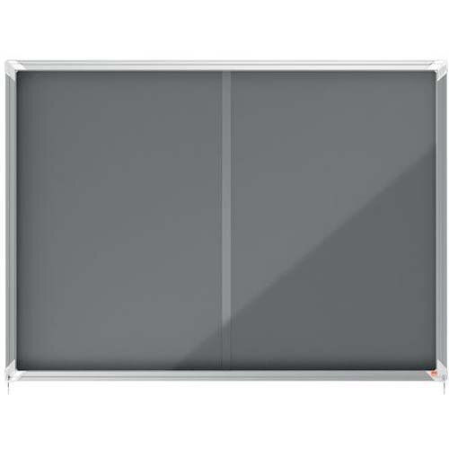 Nobo Premium Plus Grey Felt Lockable Noticeboard Display Case 18 x A4 ...