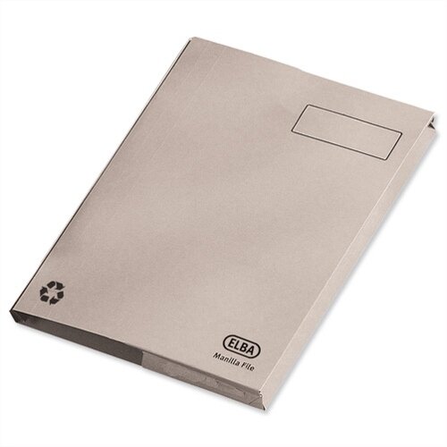 Flat File Foolscap Buff with Front Pocket Capacity 50mm Pack 25 Elba ...