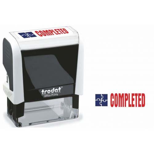 Trodat Office Printy 4912 Self Inking Word Stamp COMPLETED 46x18mm Blue ...
