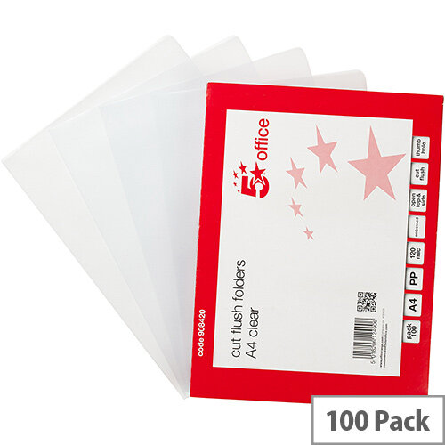 Cut Flush Folder A4 Polypropylene Translucent Clear Pack 100 5 Star ...