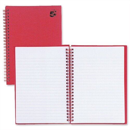 5 Star A5 Wirebound Manuscript Book 160 Pages Red Pack 5 - Hunt Office UK