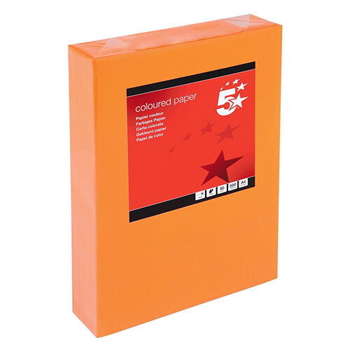 5 Star Deep Orange A4 Paper Multifunctional Ream-Wrapped 80gsm 500 ...