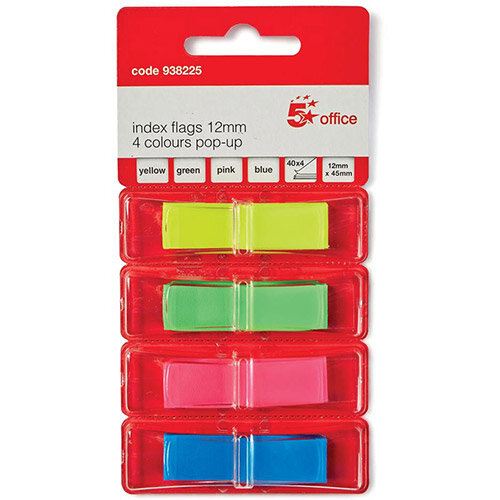 5 Star Office Index Flags 4 Solid Colours 15 x 45mm 40 Flags per Colour ...