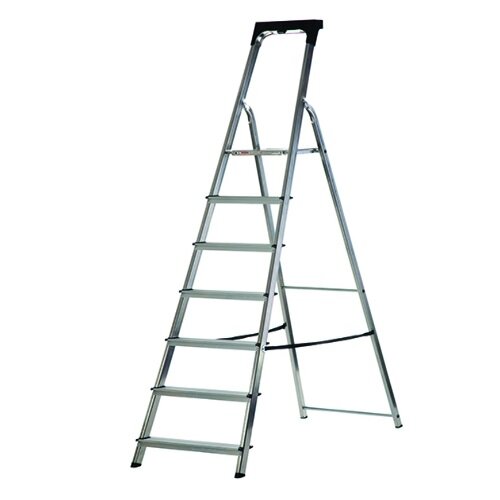 Abru Aluminium High Handrail 7 Tread Step Ladder Height 1.48m Silver ...