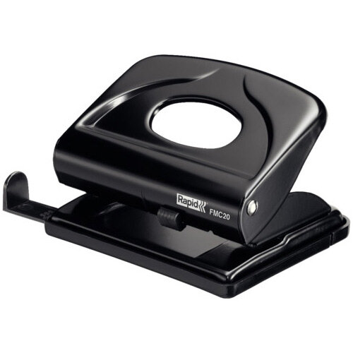 Rapid Small Metal Hole Punch FMC20 20 Sheets Black - Hunt Office UK