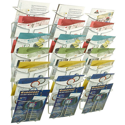Alba Wall Mounted 7-Tier 21-Pocket Literature Holder A4 Chrome - Hunt ...
