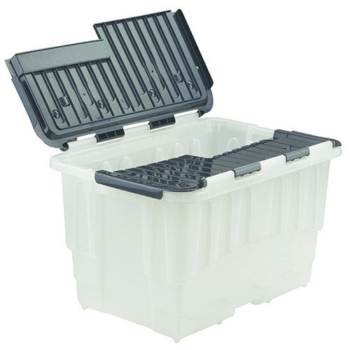 Strata Duracrate 40 Litres Storage Box with Hinged Folding Lid Clear ...