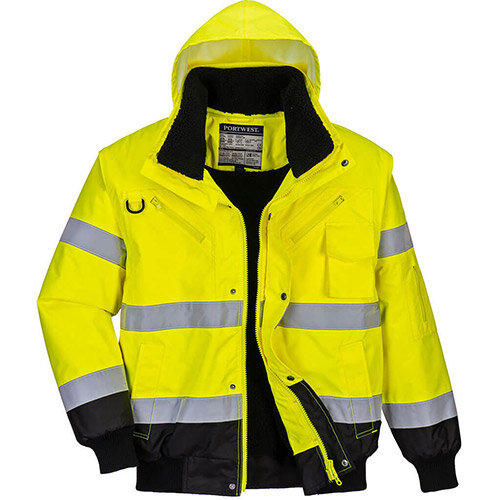 Portwest C465 3in1 Bomber Jacket 3:2 Yellow & Black Small - Hunt Office UK