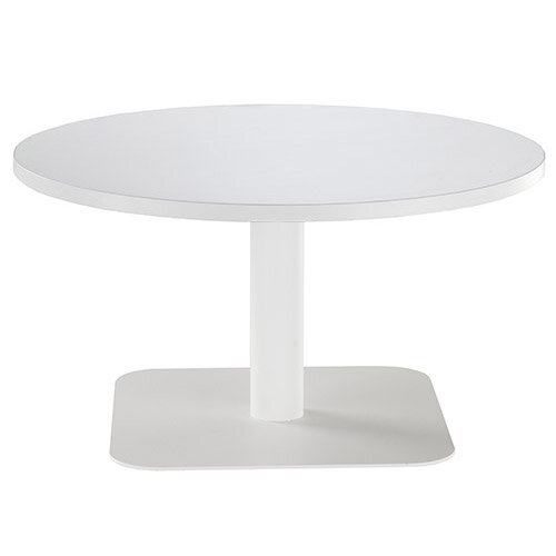 ONE Round 800mm Reception Coffee Table White With White Square Base ...