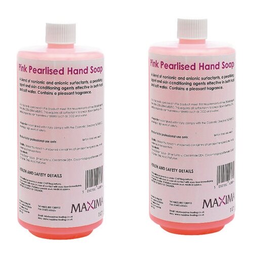 Maxima Refill Pink Hand Wash Soap 1Litre Pack 2 - Hunt Office UK