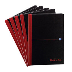 Black n Red A4 Book D66174 Casebound Ruled 192 Pages Pack 5 - Hunt ...