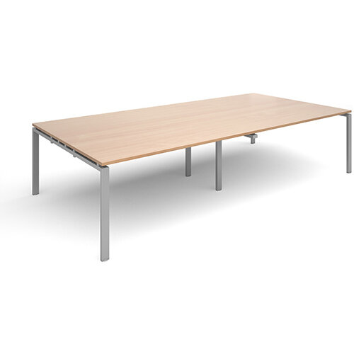 Adapt II rectangular boardroom table 3200mm x 1600mm - silver frame, beech top - Hunt Office UK