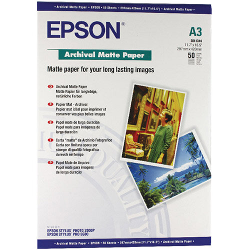 Epson Matte A3 Archival Inkjet Paper 192gsm (Pack of 50) - Hunt Office UK