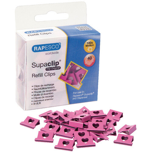 Rapesco Supaclip 40 Refills Hot Pink Hearts 1334 - Hunt Office UK