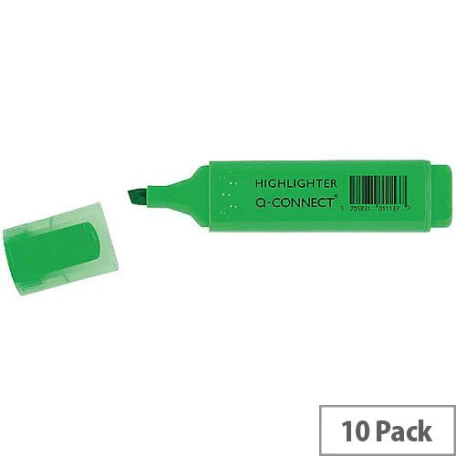 Q-Connect Highlighter Pens Green 10 Pack - Hunt Office UK