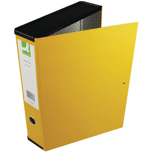 Box File Foolscap 75mm Spine Yellow 5 Pack Q-Connect - Hunt Office UK
