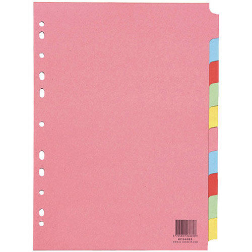 Q-Connect A4 Subject Divider Multi-Punched 10 Part Pack of 25 KF26082Q ...