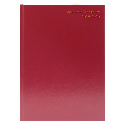 Desk Diary A4 2 Pages Per Day 2020 Burgundy KF2A4BG20 - Hunt Office UK