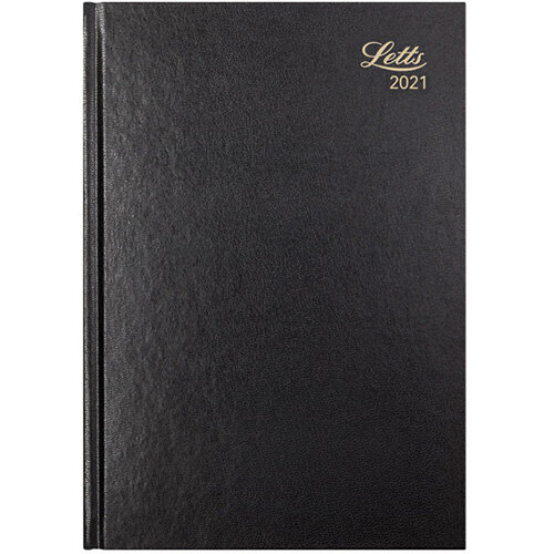 Letts Diary Day Per Page A4 Black 2021 21-T11ZBK - Hunt Office UK
