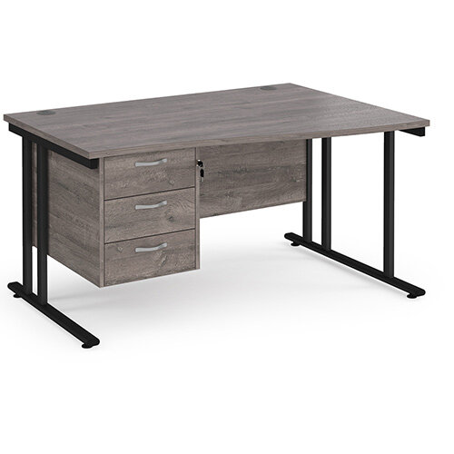 Maestro 25 Right Hand Wave Desk 1400mm Wide With 3 Drawer Pedestal ...