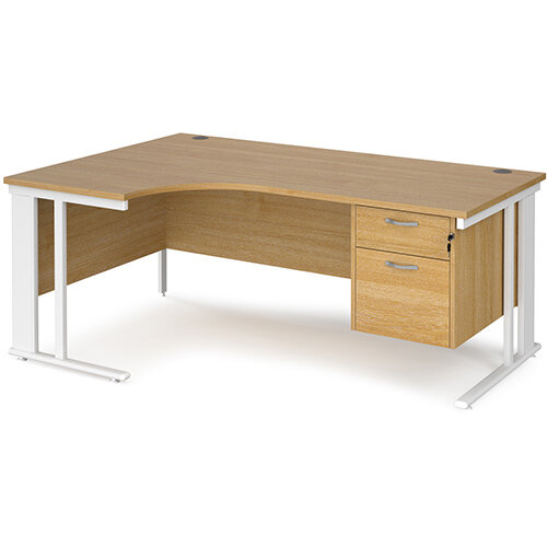 Maestro 25 Left Hand Ergonomic Desk 1800Mm Wide With 2 Drawer Pedestal ...