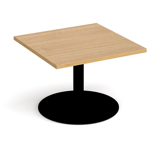 Monza Square Oak Coffee Table with Flat Round Black Base 700mm - Hunt ...