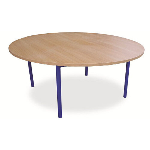 Round Primary School Classroom Table Beech Blue 1200x650mm - Hunt Office UK