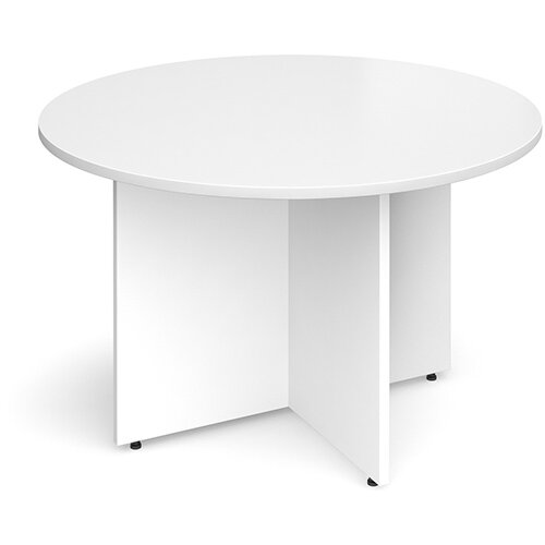 Arrow Head Leg Circular Meeting Table 1200mm - White - Hunt Office UK