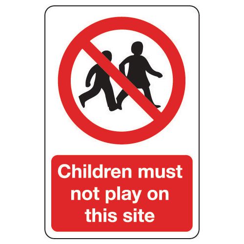 Sign Children Must Not Play 400x600 Aluminium - Hunt Office UK