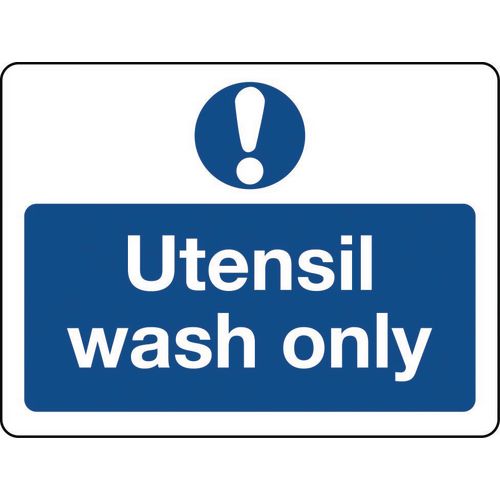Sign Utensil Wash Only Aluminium 300x100 - Hunt Office UK