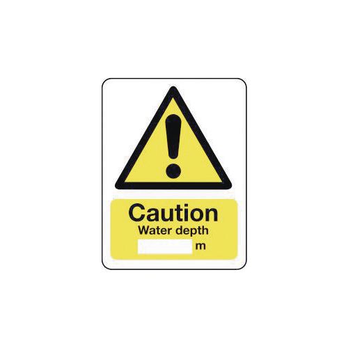 Sign Caution Water Depth 600X200 Rigid Plastic - Hunt Office UK