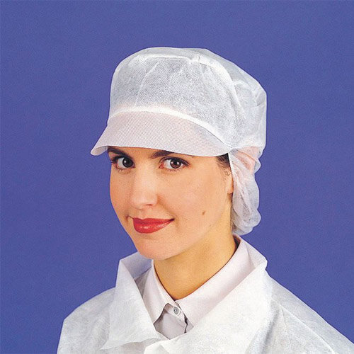 Snood Cap with Peak Disposable Poypropylene White (Pack 100) - Hunt ...