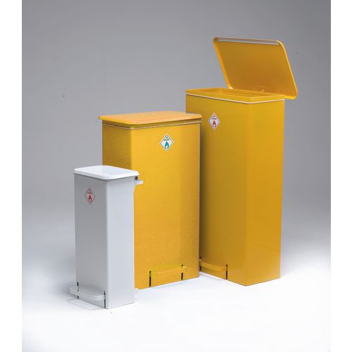 Fire Retardant Bin Mobile White Body&Yellow Lid (Fr5005) - Hunt Office UK