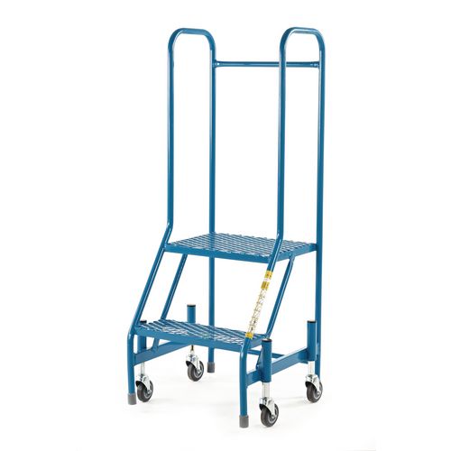 Retractable Wheel Mobile Step 2 Step With Full Handrail Mesh Tread Blue ...