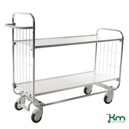 Trolley 2 Shelves Central Lock L1000mm - Hunt Office UK