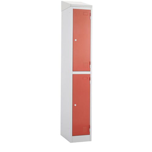 Atlas Locker 1800x300x300 2 Compartment With Sloping Top Red Key Lock ...