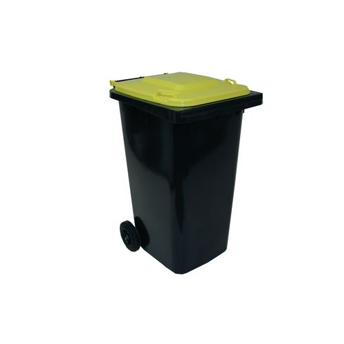 Refuse Container 240 Litre 2 Wheeled Colour Grey With Yellow Lid - Hunt ...
