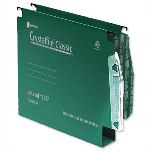Rexel Crystalfile 12" 275mm Lateral File 30mm Wide Base Green Pack 50 ...