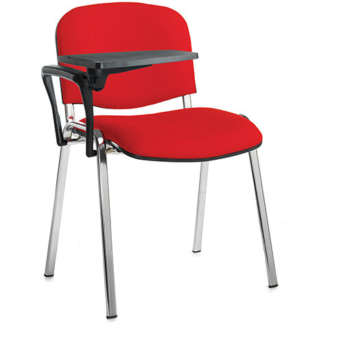 Taurus meeting room chair with chrome frame and writing tablet - red ...
