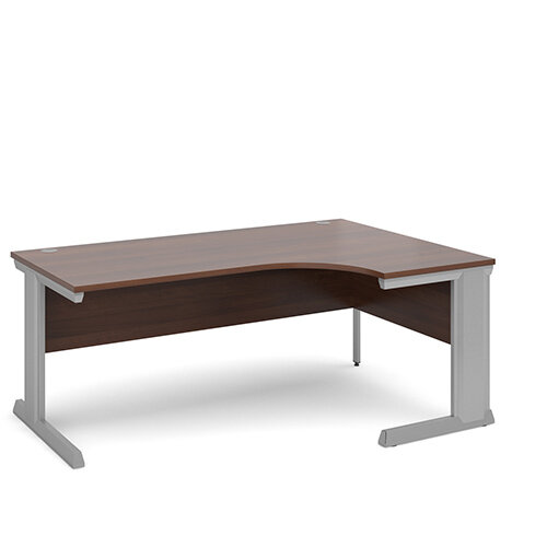 Vivo right hand ergonomic desk 1800mm - silver frame, walnut top - Hunt ...