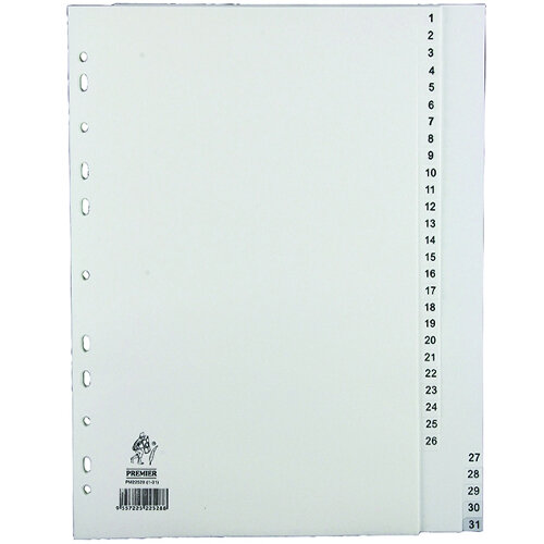 Index A4 1-31 Polypropylene White WX01357 - Hunt Office UK