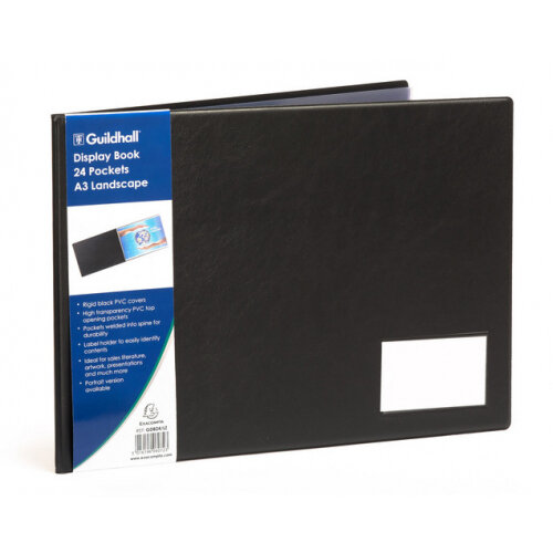 Goldline A3 Display Book 24 Pocket Landscape Black - Hunt Office UK