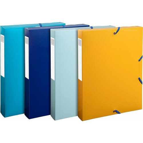 Exacompta Bee Blue Box File A4 Assorted Colours (Pack 8) - 59140E ...
