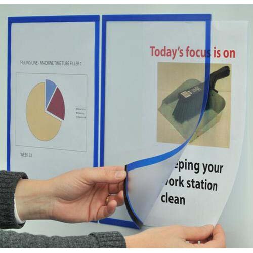 Magiboards Solo Magnetic Sign Holder A4 Blue (Pack 12) - HuntOffice.co.uk
