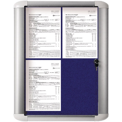 Bi-Office External Display Case 600x450mm Blue Felt Aluminium Frame ...