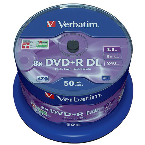 DVD+R Double Layer 8x Matt Silver 50 Pack Spindle 43758 - Hunt Office UK